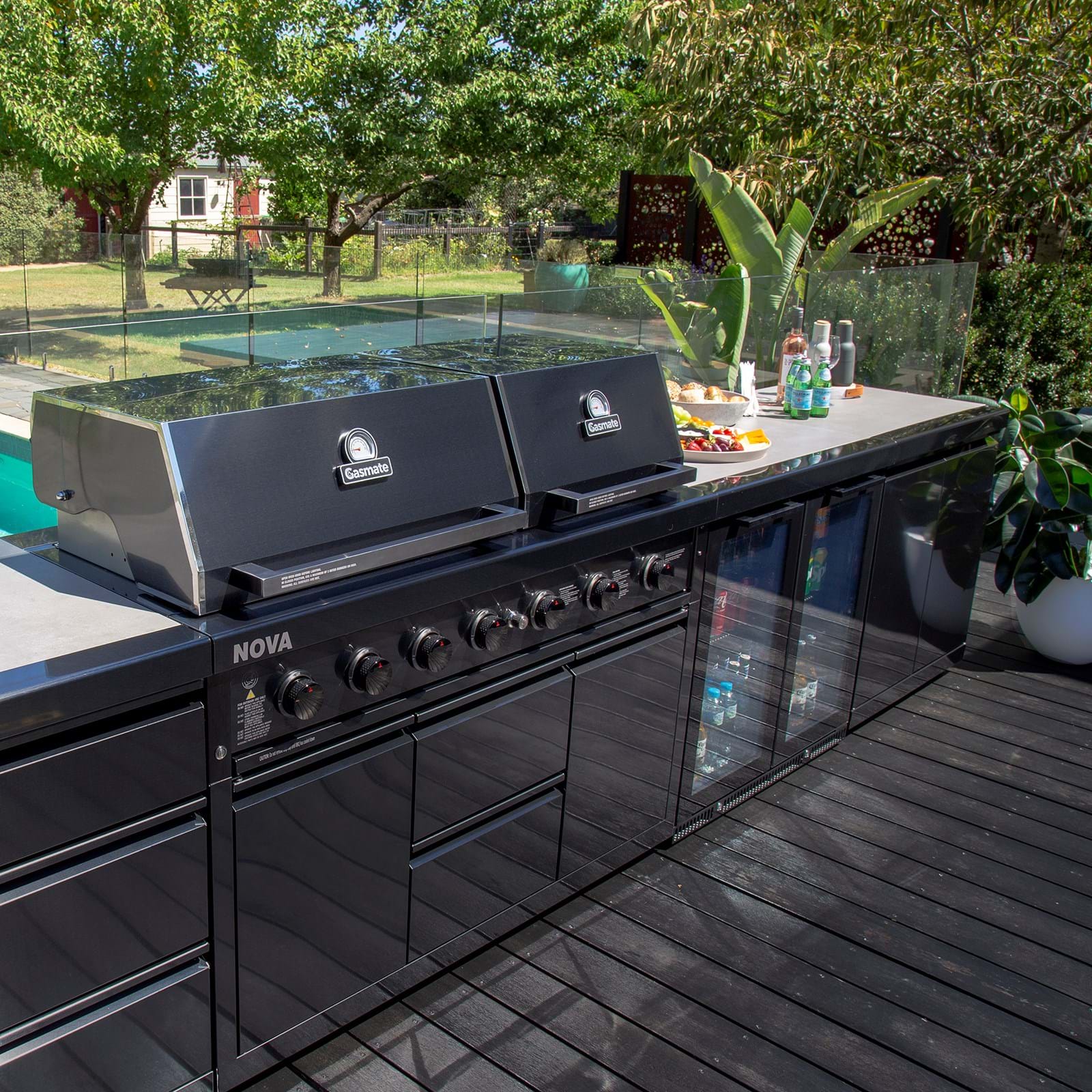 Gasmate Nova Graphite 6 Burner Twin Hood BBQ | Order Online | Heating ...